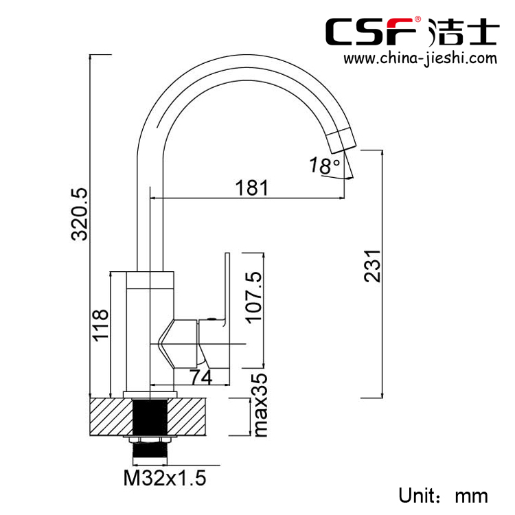 Kitchen Faucet A1907 - 开平市洁士五金科技有限公司